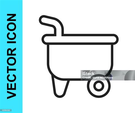 흰색 배경에 격리 된 검은 줄 수레 아이콘 공구 장비 농업 카트 바퀴 농장 벡터 가루로 빻은에 대한 스톡 벡터 아트 및 기타