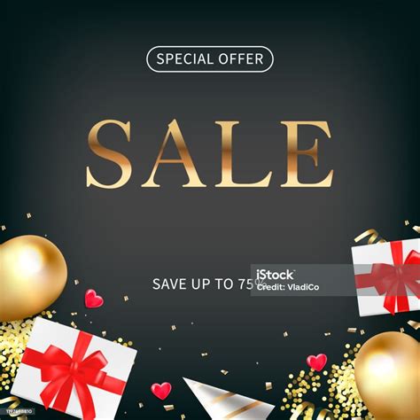 발렌타인 데이 전단지 디자인 판매 어두운 배경에 플랫 누워 풍선 마음과 선물 상자 개성 개념에 대한 스톡 벡터 아트 및 기타 이미지 개성 개념 배경 주제 배너 표지판