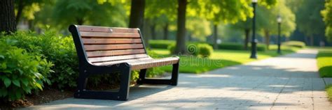 Modern Metal Park Bench Sleek And Minimalist Empty Asset Urban