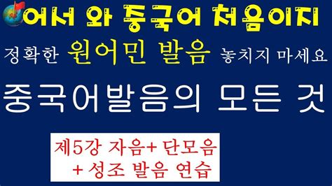 기초 중국어 입문 발음 시리즈 원어민 강의반복연습 중국어 발음 총정리 중국어 한어 병음 총정리 중국어 발음 교정 자음