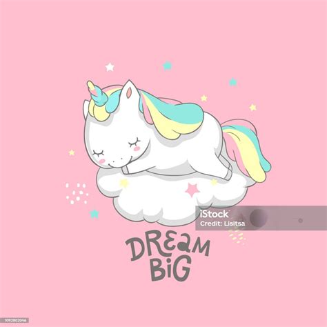 유니콘 꿈 큰 요정 포스터 벡터 템플릿입니다 마법의 영감 수채화 인쇄 템플릿 구름에 작은 경적 조랑말과 함께 요정 동기 인쇄용