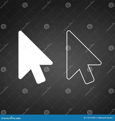 White Cursor Icon Vector Illustration Isolated On Modern Black Background Stock Illustration