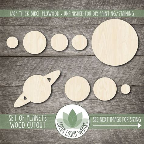 Planet Set Wood Cutouts Unfinished Wood Blanks Diy Craft