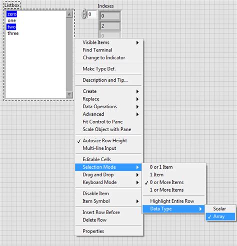 Solved How To Obtain The Indexes Of Selected Items In A Listbox Ni