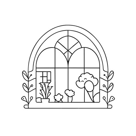 Premium Vector Coloring Page Window Illustration Or Clear House