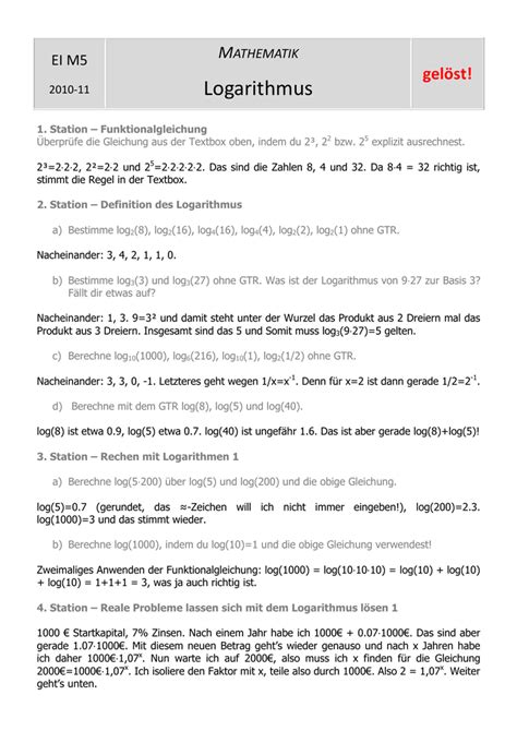 2 Exponential Und Logarithmusfunktion Pdf Free Download