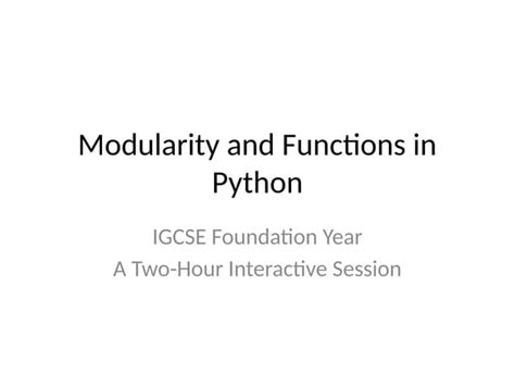 Mfa Cse Fonmodularity And Functions Pptx