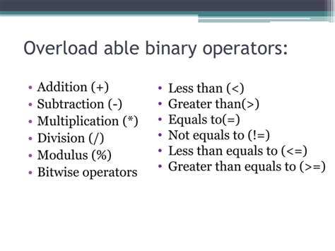 Operator Overloading Binary Ppt Operator Overloading Binary Ppt