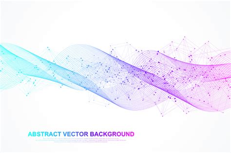 추상 다채로운 웨이브 라인 배경입니다 동적 입자 는 추상적 인 배경을 흐르는 파도 소리 디자인 브로셔 전단지 보고서 웹 사이트 배너를위한 기하학적 템플릿 벡터 일러스트레이션