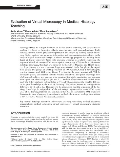 Pdf Evaluation Of Virtual Microscopy In Medical Histology Teaching
