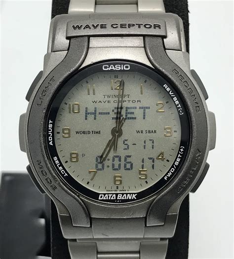 [wva 200q] Vintage Casio Wave Ceptor Ana Digi Data Bank Japan Made Mens Watch R Casioroyale