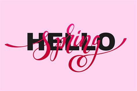 안녕하세요 봄 비문입니다 현대 브러시 서예 손으로 그린 디자인 요소 로고와 엠블럼 지문 및 포스터 벡터 그림입니다 4월에 대한 스톡 벡터 아트 및 기타 이미지 Istock