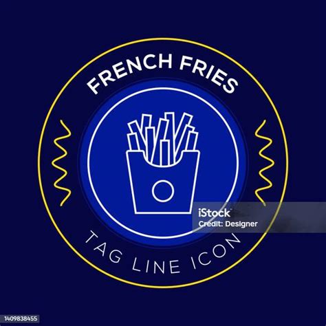 프렌치 프라이 서클 배지 현대 로고 벡터 아이콘 디자인 라인 스타일 감자 요리에 대한 스톡 벡터 아트 및 기타 이미지 감자 요리 0명 감자 칩 Istock