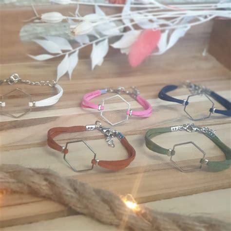 Bracelet Suédine Acier Octogonal Bulle De Créateurs