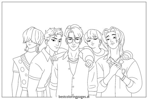 Saja Boys Kpop Demon Hunters Band Coloring Page Free Printable