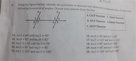 Solved D Ii Using The Figure Below Identify The Postulate Or Theorem That Allows You To Con