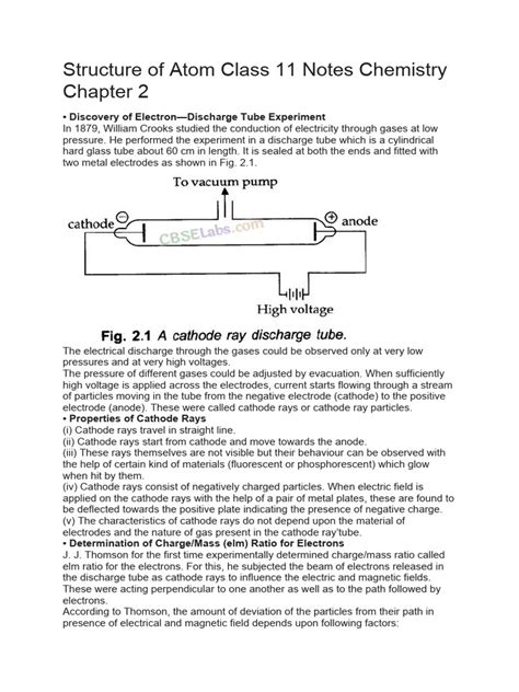 Structure Of Atom Class 11 Notes Chemistry Chapter 2 Pdf Photoelectric Effect Atomic Orbital