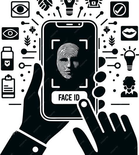 Iconic Face Id Verification In Biometric System With The Text Face Verification Icon For Web