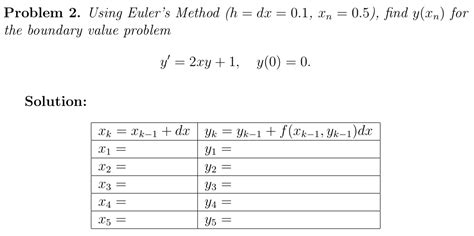 Solved Problem Using Euler S Method H Dx Xn Chegg Com