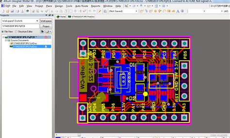 基于stm8s003f3p6单片机最小系统评估板硬件（原理图pcb）工程文件，ad09设计的工程文件stm8s003f3p6 最小开发板