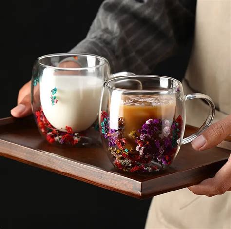 1 Бр Стъклена Чаша За Кафе С Цветя Високо Боросиликатно Temu Bulgaria