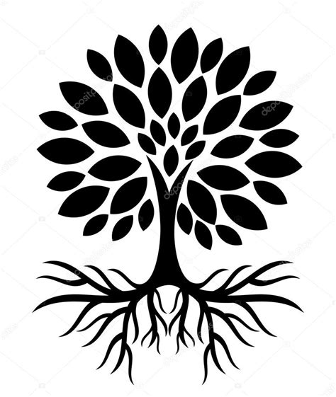 Leafless Tree Silhouette With Roots