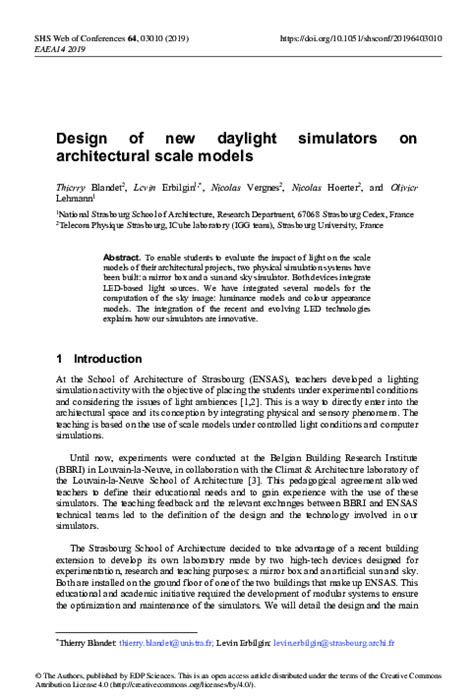 Pdf Design Of New Daylight Simulators On Architectural Scale Models