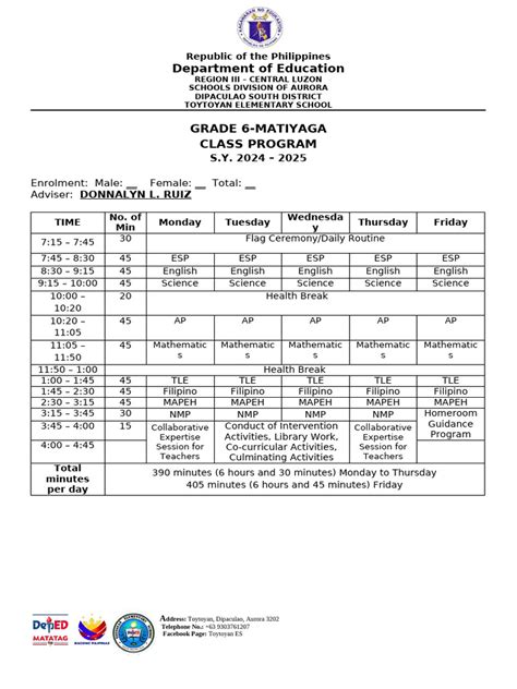 Grade 4 6 Class Teachers Program 2024 Pdf
