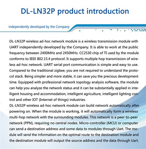 Dl Ln32p 7500m Multi Hop Ad Hoc Zigbee Module