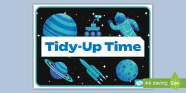EYFS Botanical Themed Tidy Up Time Display Poster Twinkl