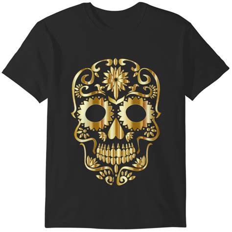 Metallic Gold Foil Sugar Skull T Shirts Sold By Stefano K Sku 2735172
