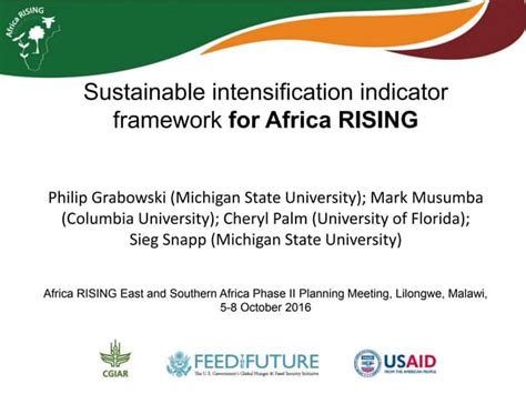 Sustainable Intensification Indicator Framework For Africa Rising Ppt