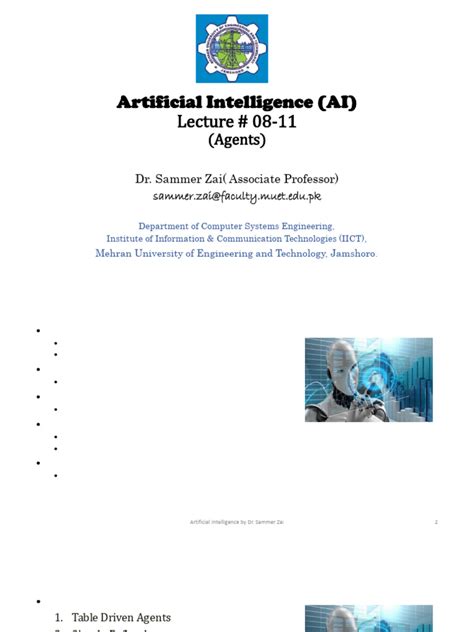 Ai Lecture 08 11 Agents Pdf Artificial Intelligence Intelligence Ai And Semantics