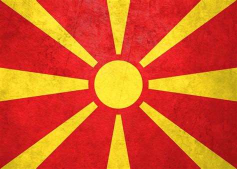 Flag Of North Macedonia Poster Picture Metal Print Paint By