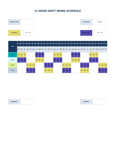12 Hour Shift Work Schedule 11 865d6p69h Pdf