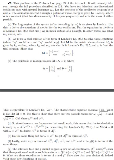 The Equation For The Lagrangian For Problem 2 That
