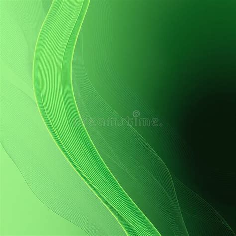 Abstract Tanslucent Green Lines And Waves Against A Gradient Background Transitioning From Light