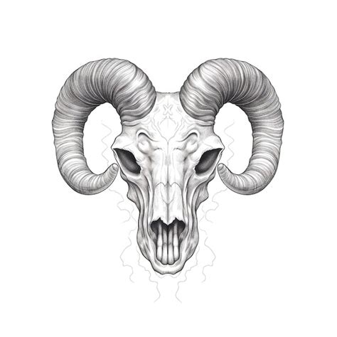 Premium Ai Image Head Skull Ram Horn Ai Generated