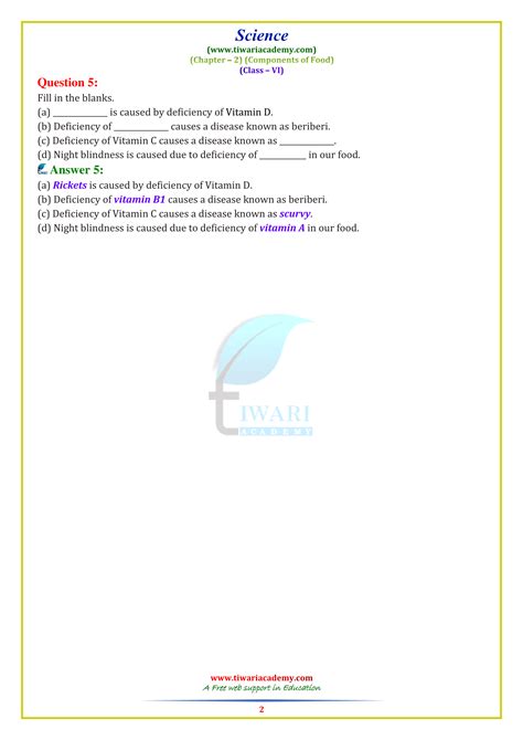 NCERT Solutions For Class 6 Science Chapter 2 Components Of Food
