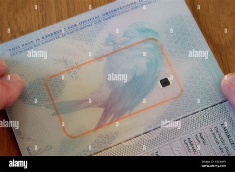 The Chip On A Biometric Passport Also Known As An E Passport Or Stock Photo 39621731 Alamy