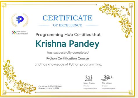 krishna pandey on linkedin certificate of excellence for completion of basics of python
