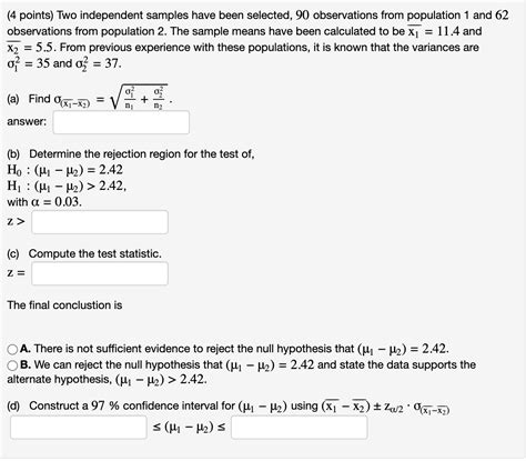 Solved 4 Points Two Independent Samples Have Been Chegg Com