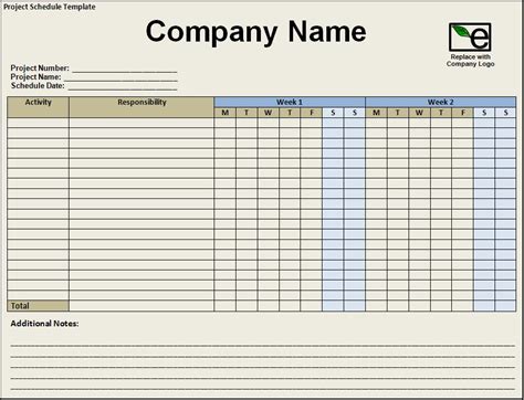 Project Schedule Template Free Formats Excel Word