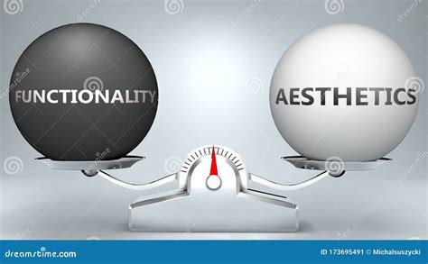 Functionality And Aesthetics In Balance Pictured As A Scale And Words Functionality