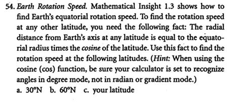 Solved 54 Earth Rotation Speed Mathematical Insight 13