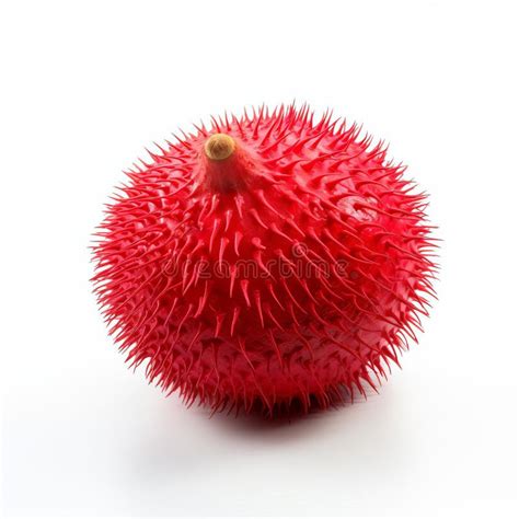 Vibrant Red Spiky Rambutan Fruit Isolated On White Stock Illustration