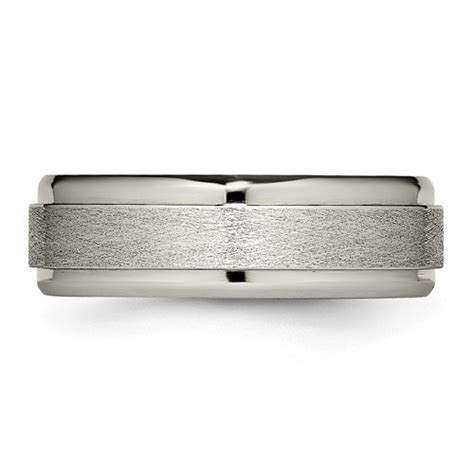 Titanium Brushed Center 7mm Ridged Edge Band Mband048