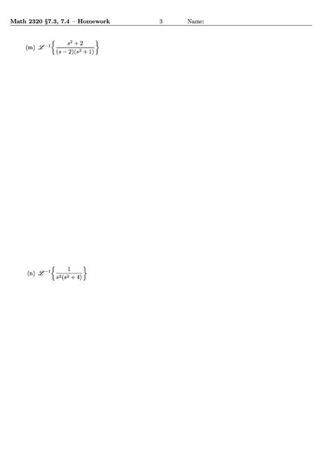 Solved Math 2320 7 3 7 4 Homework Name Work The