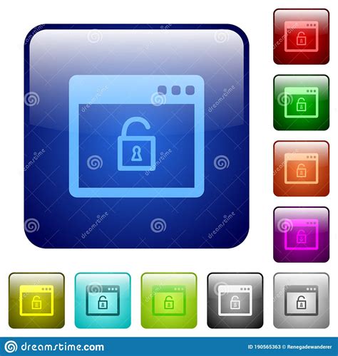 Unlock Application Color Square Buttons Stock Vector Illustration Of Program Access 190565363