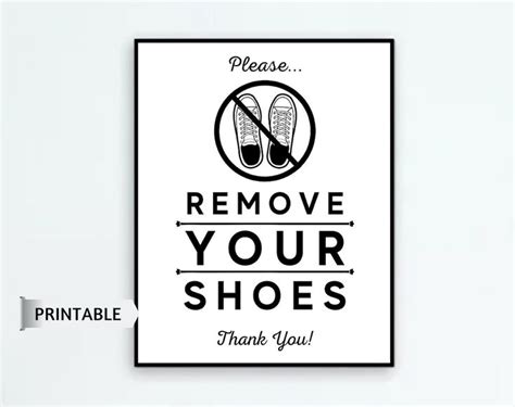 Please Remove Your Shoes Sign PRINTABLE Remove Your Shoes Entranceway Hallway Front Entry